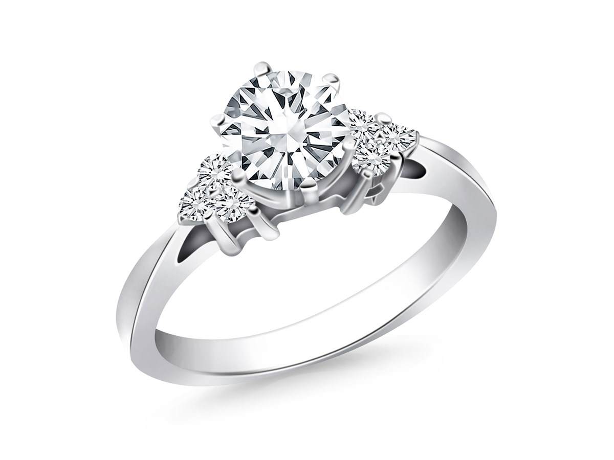 Cathedral Engagement Ring Mounting with Side Diamond Clusters in 14k ...