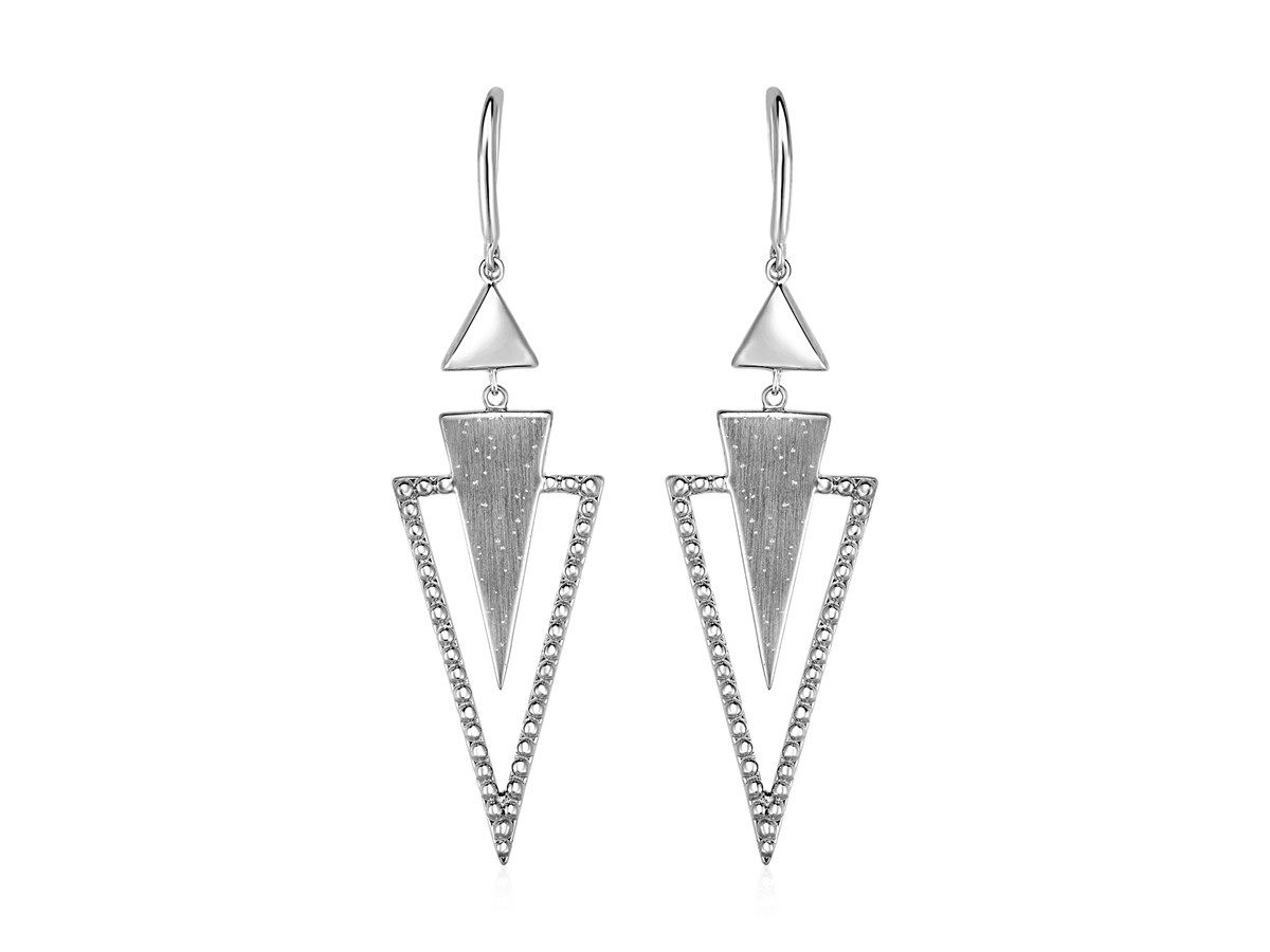 Textured Graduated Triangle Earrings in Sterling Silver - Richard ...