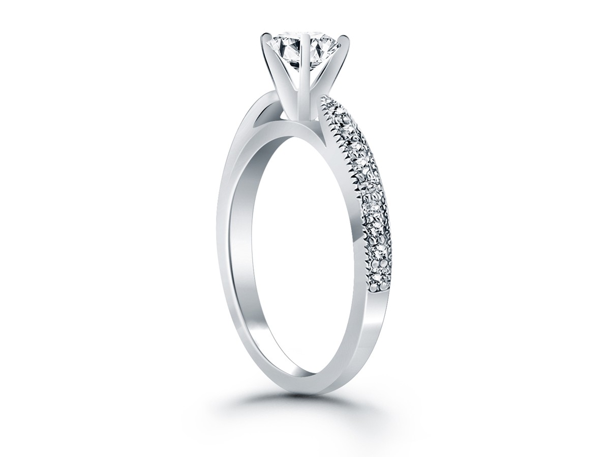 Diamond Pave Cathedral Engagement Ring Mounting in 14k White Gold ...