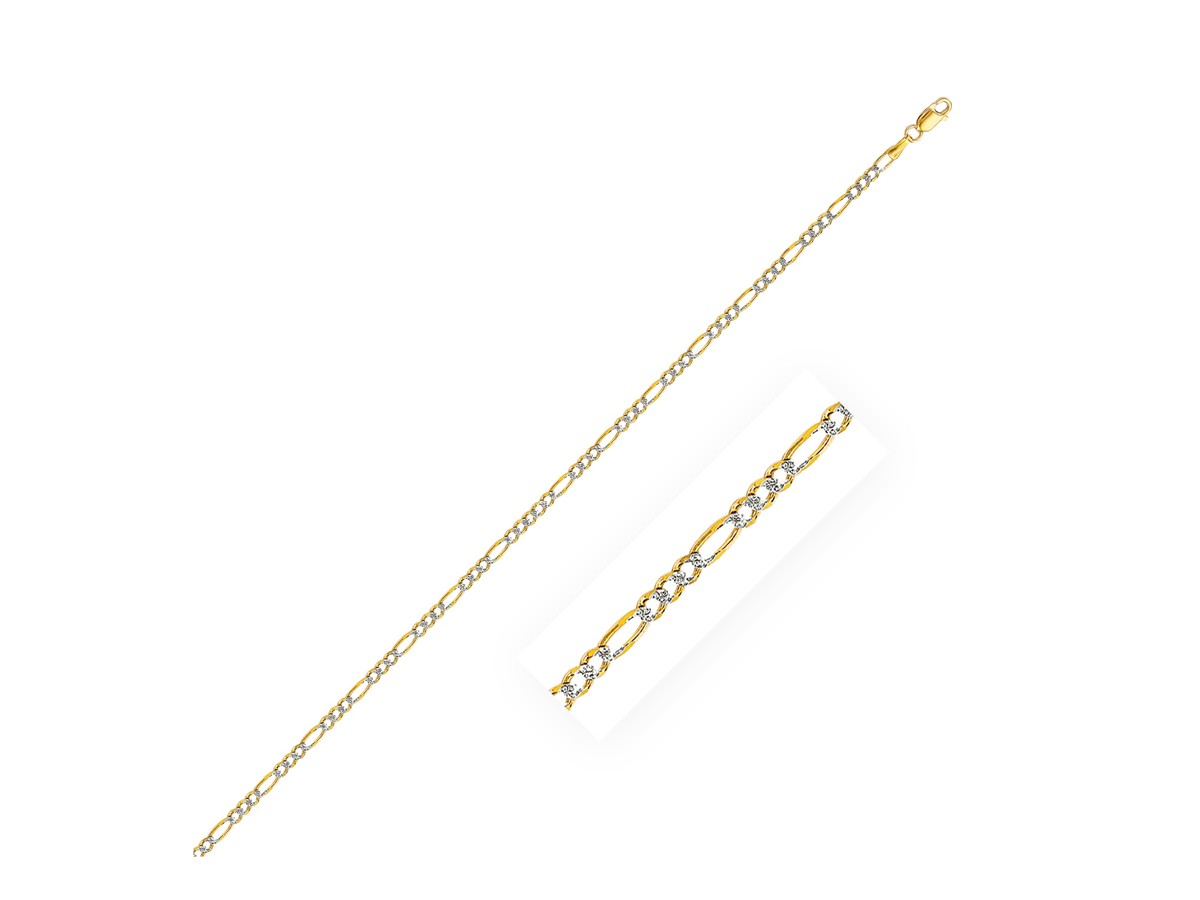 Solid Pave Figaro Chain in 14K Yellow Gold (3.20 mm) - Richard Cannon ...