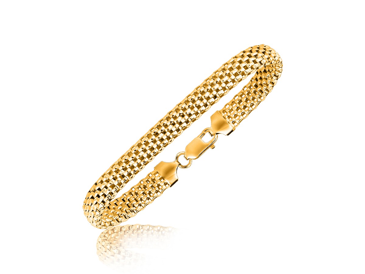 Yellow Gold Plated Mesh Design Bracelet in Sterling Silver - Richard ...