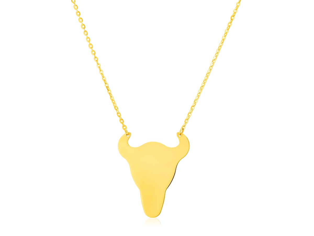 14K Yellow Gold Necklace with Longhorn - Richard Cannon Jewelry