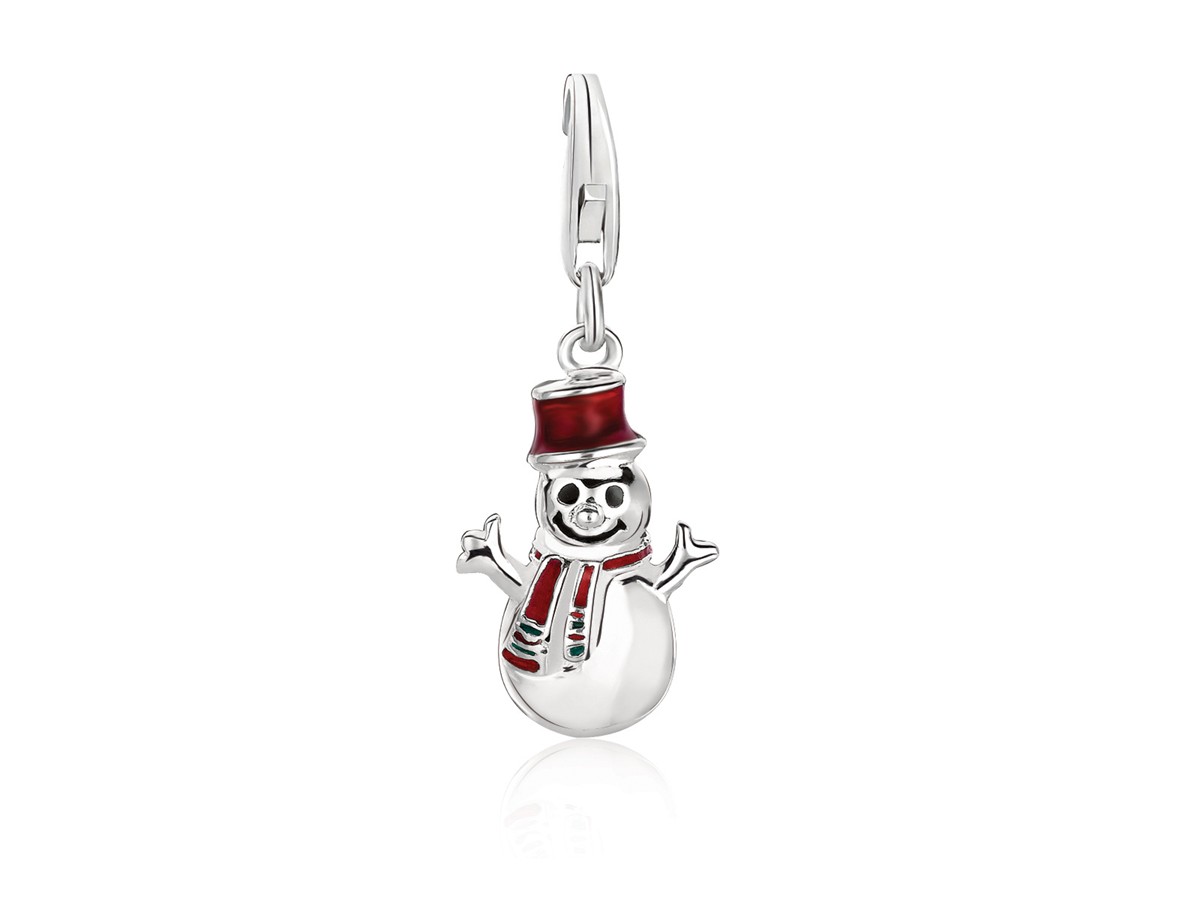 Snowman Multi Tone Enameled Charm in Sterling Silver - Richard Cannon ...
