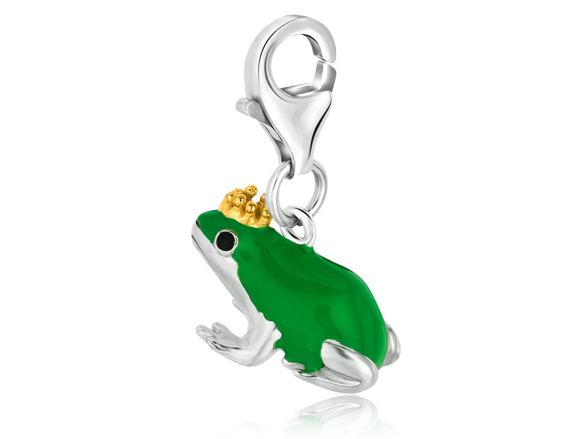Frog Prince Green Enameled Charm in Sterling Silver - Richard Cannon ...