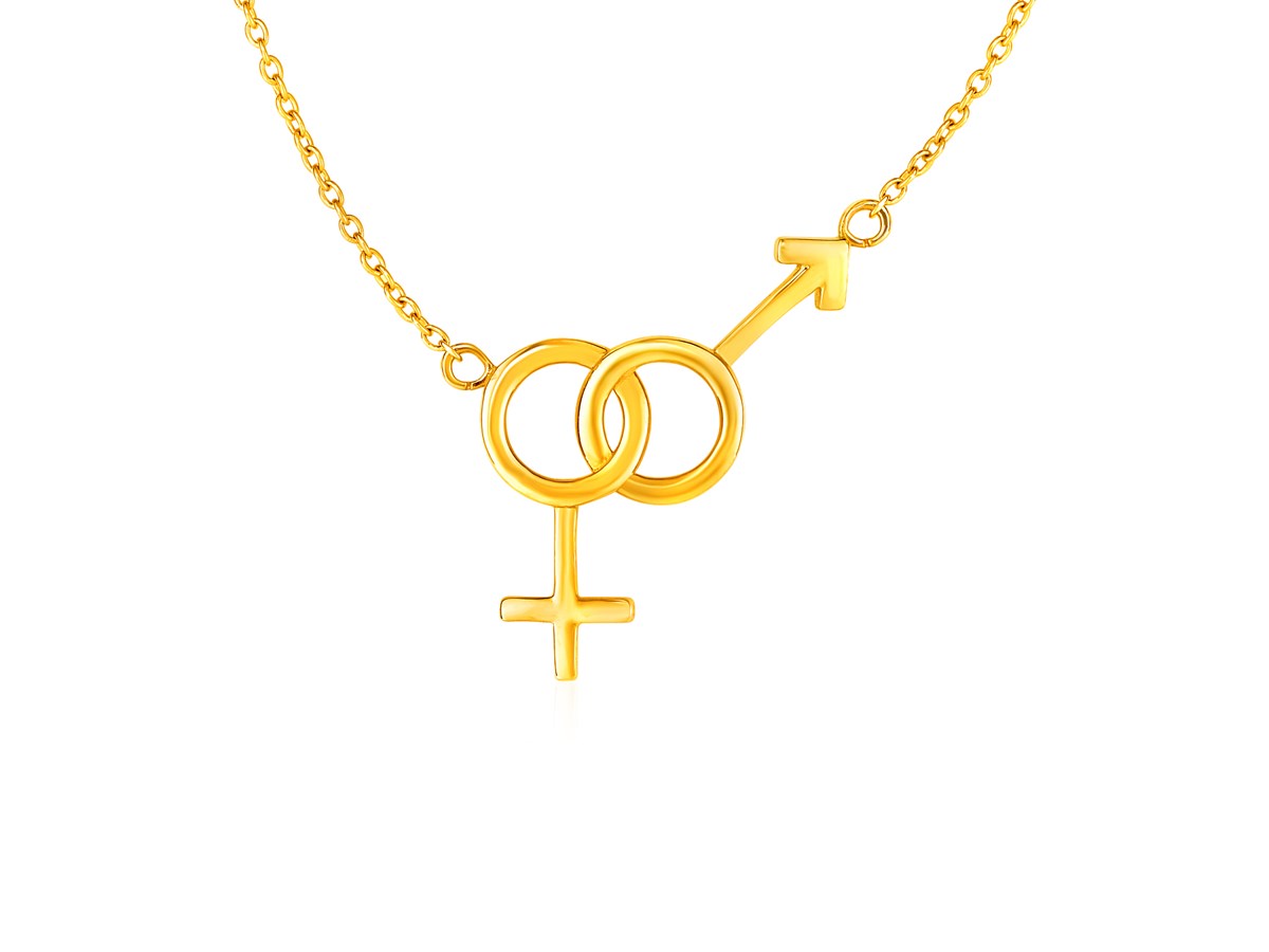 Pendant with Interlocking Gender Symbols in 14k Yellow Gold - Richard ...