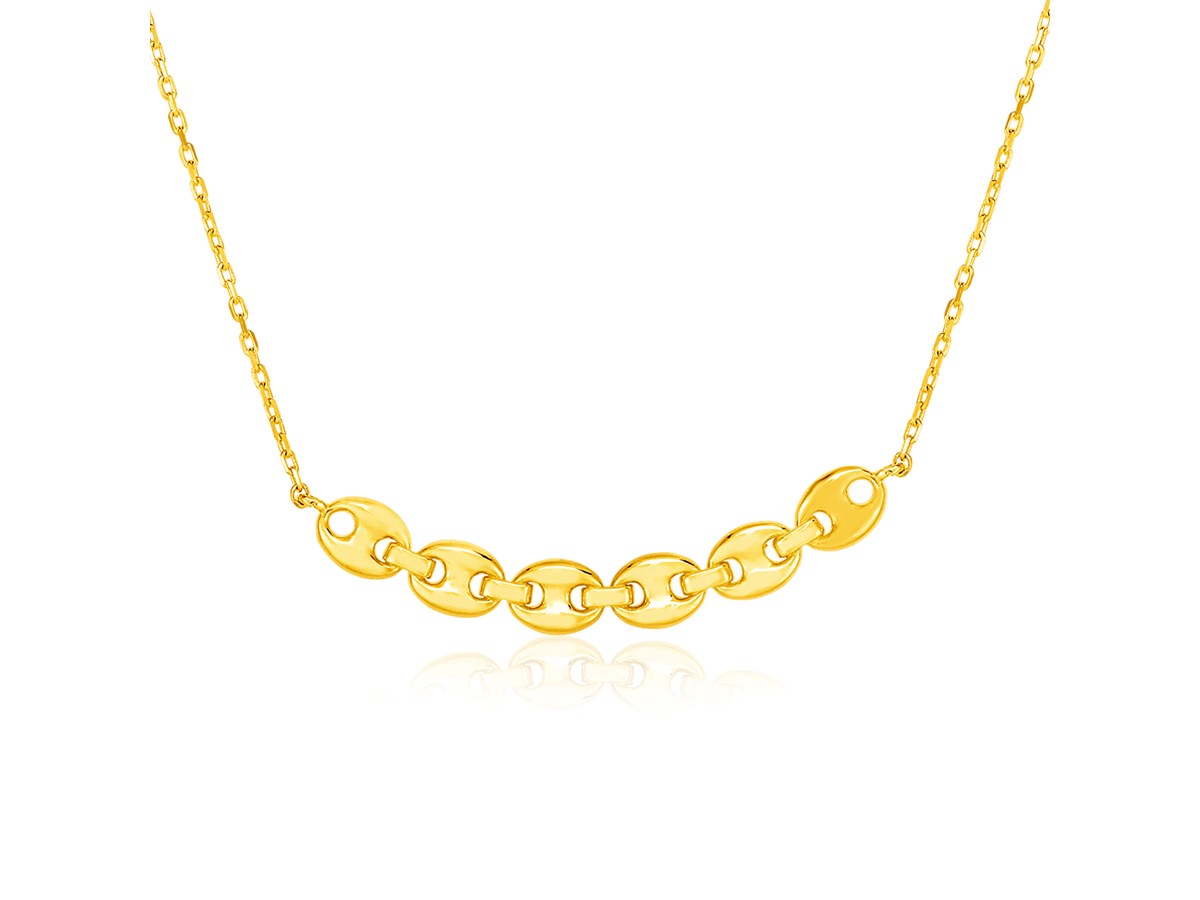 14k Yellow Gold 18 inch Necklace with Curve of Mariner Chain - Richard ...