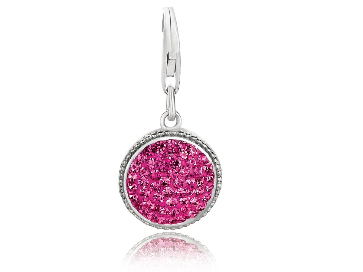 Round Charm with Pink Tone Crystals in Sterling Silver - Richard Cannon ...