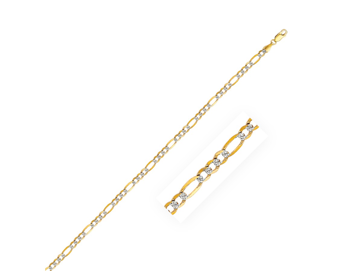 Solid Pave Figaro Chain in 14K Yellow Gold (4.70 mm) - Richard Cannon ...