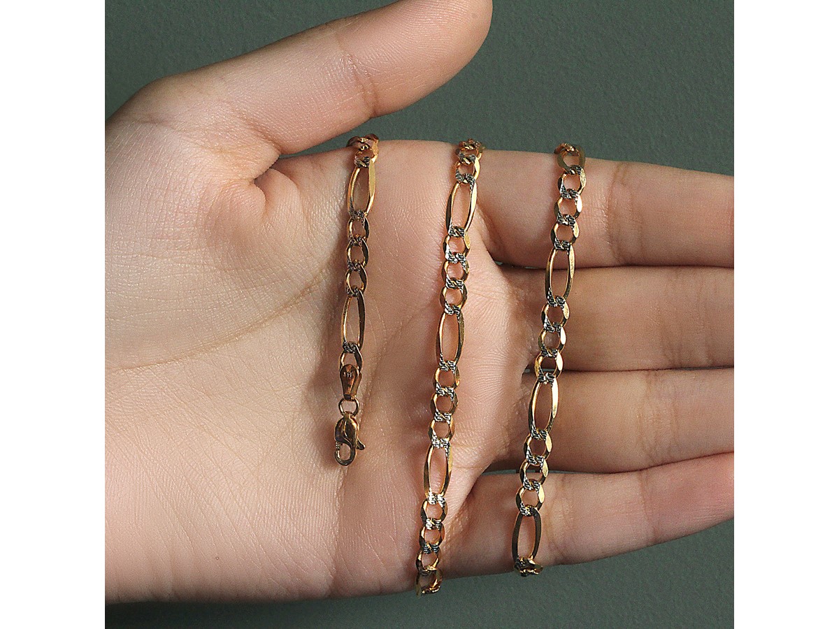 Solid Pave Figaro Chain in 14K Yellow Gold (4.70 mm) - Richard Cannon ...