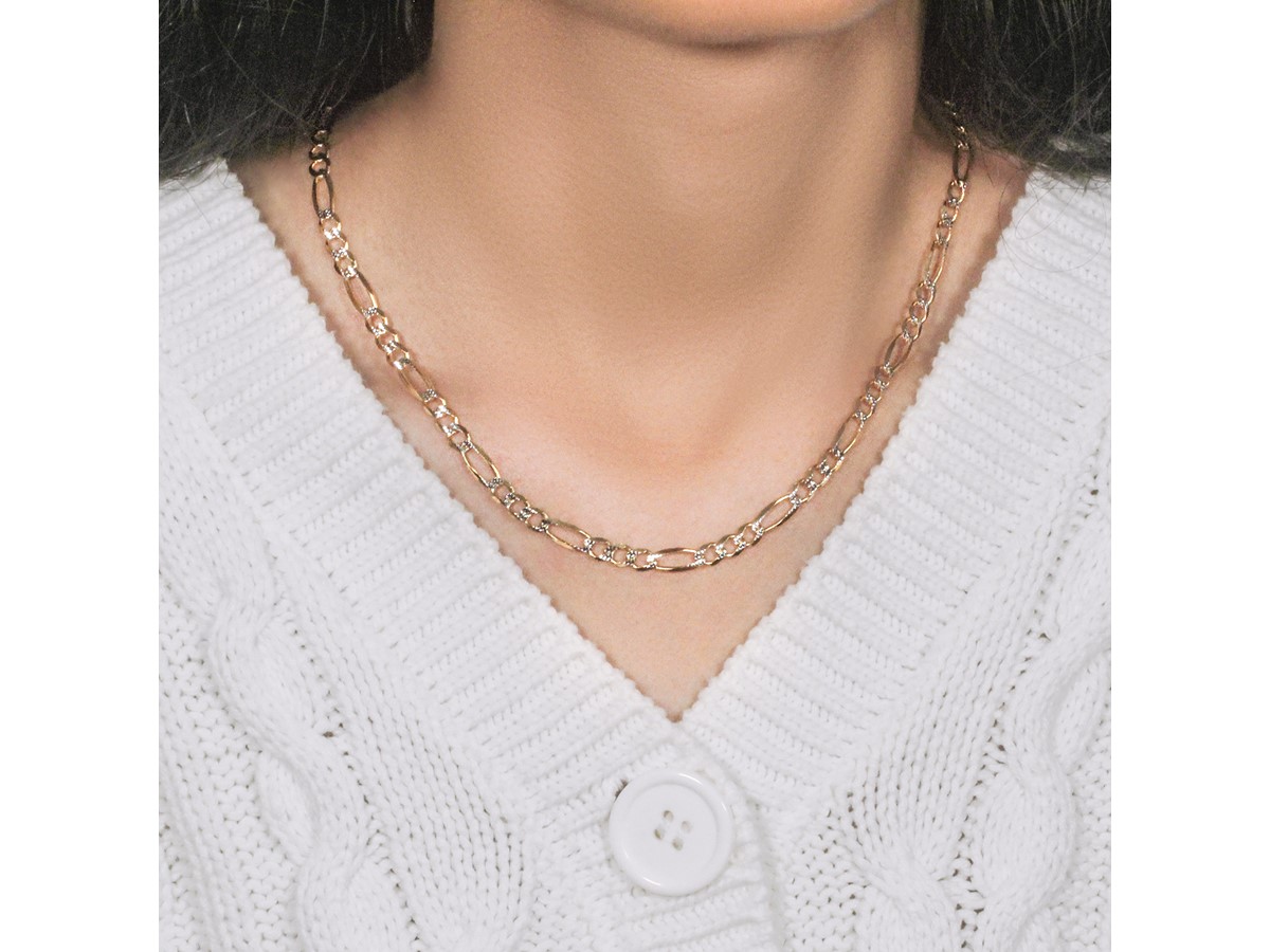 Solid Pave Figaro Chain in 14K Yellow Gold (4.70 mm) - Richard Cannon ...