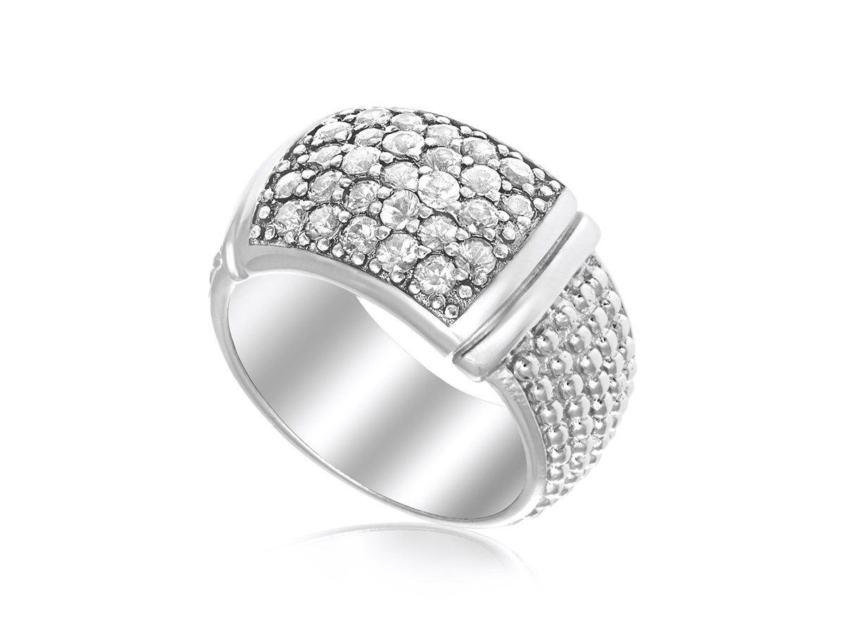 White Sapphire Embellished Popcorn Ring in Sterling Silver - Richard ...
