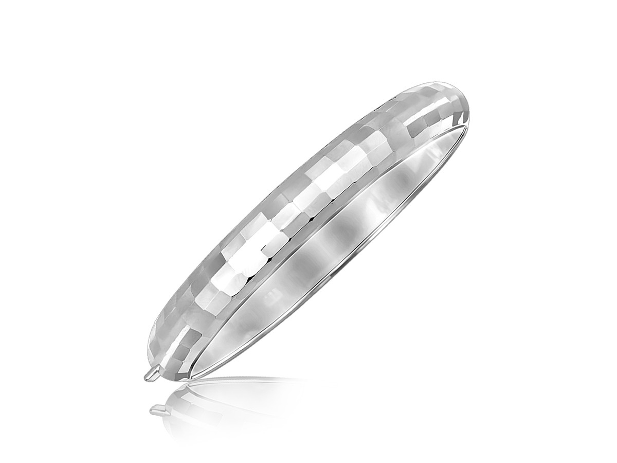 Faceted Style Bangle in Rhodium Plated Sterling Silver - Richard Cannon ...