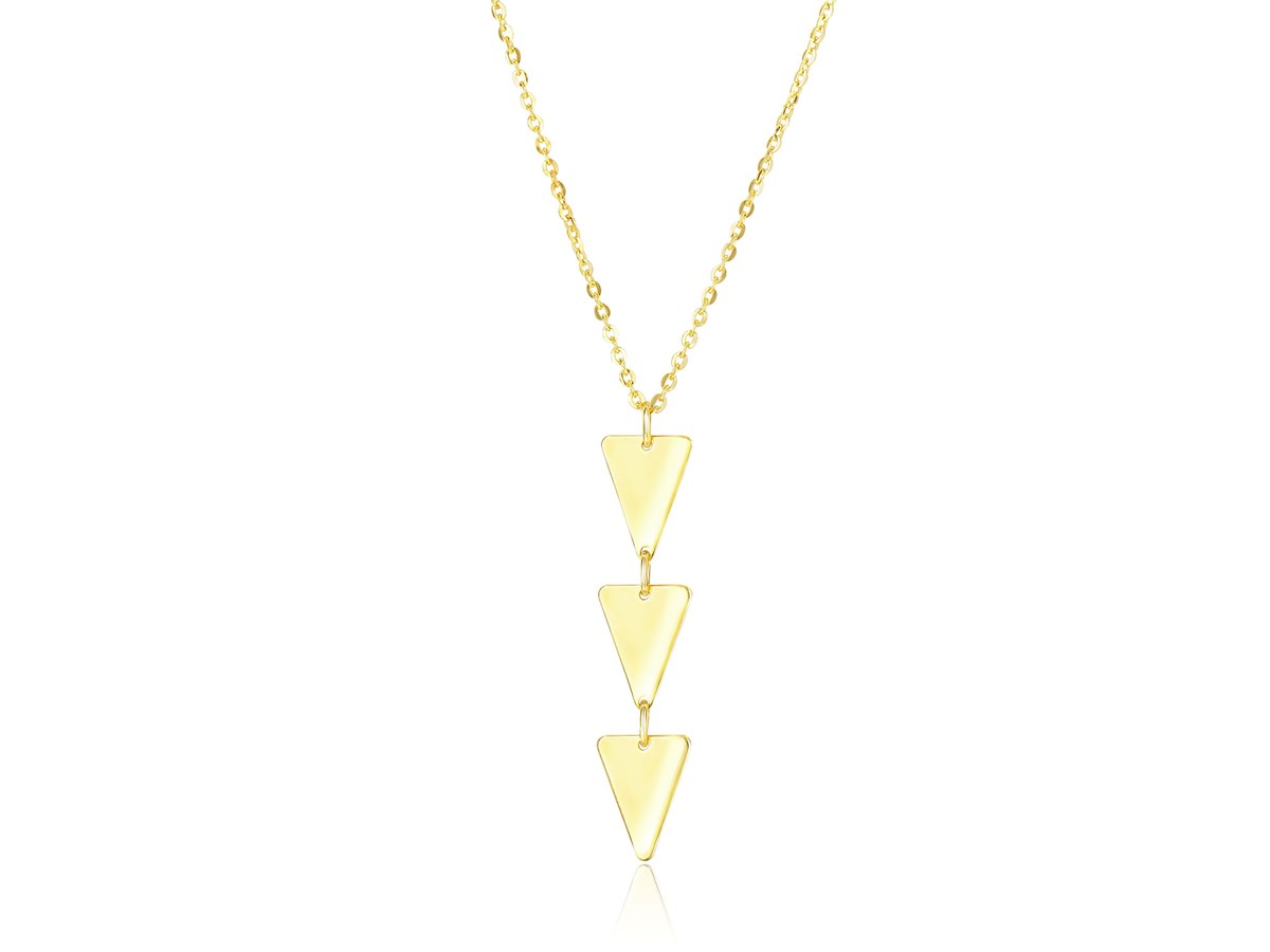 3-Layer Triangle Pendant in 14k Yellow Gold - Richard Cannon Jewelry