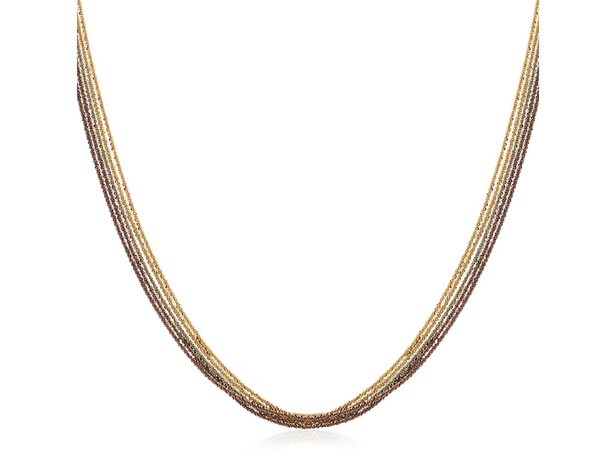 Multi Strand Sparkle Chain Necklace in Multi Tone Sterling Silver ...