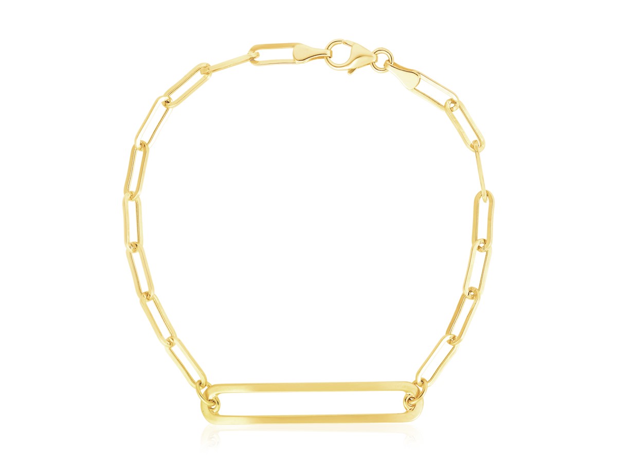 14k Yellow Gold High Polish Open Curved Paperclip Necklace - Richard ...