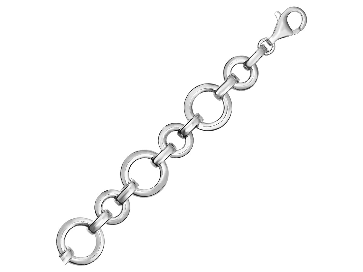 Polished Round Link Bracelet in Sterling Silver - Richard Cannon Jewelry