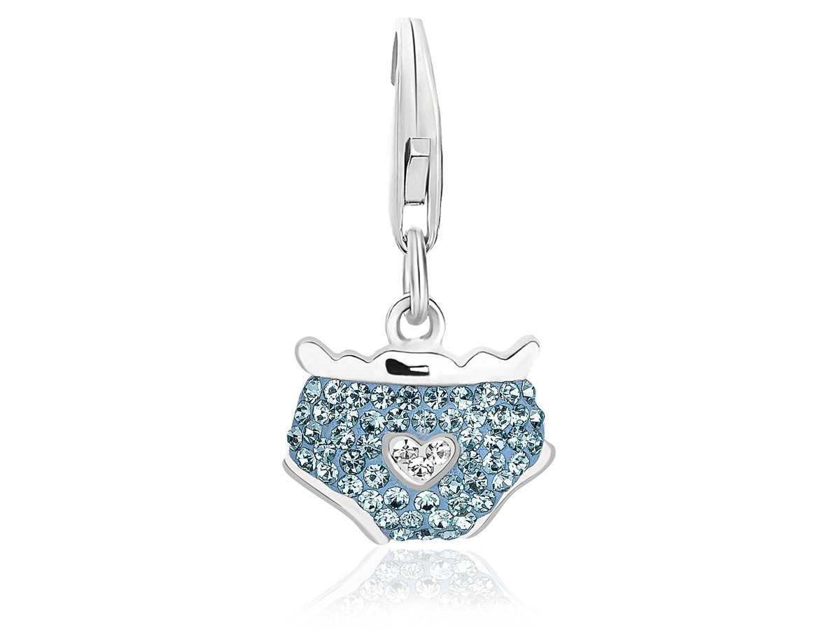Diaper Style Charm with Blue and White Crystal Accents in Sterling ...