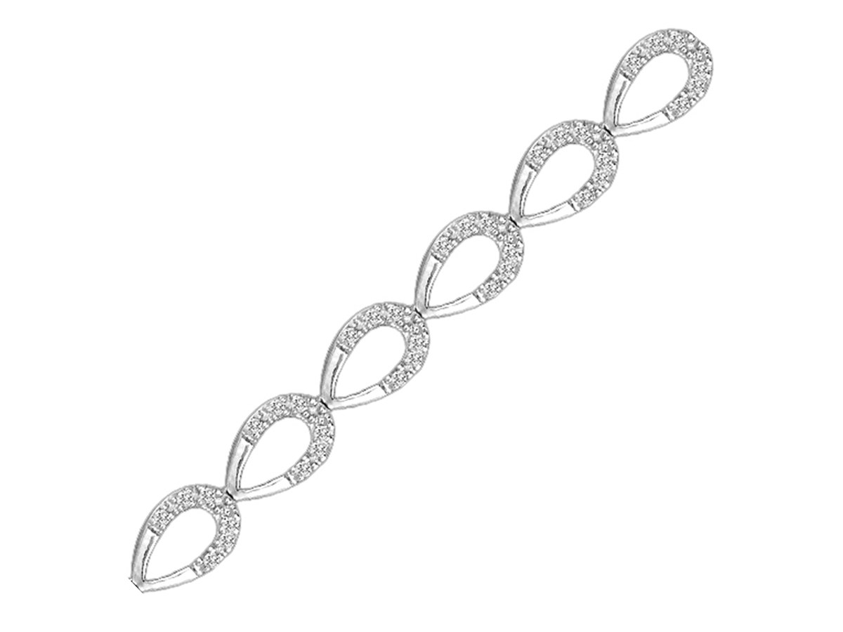 Diamond Studded Teardrop Chain Bracelet in Sterling Silver (.50 ct t.w ...