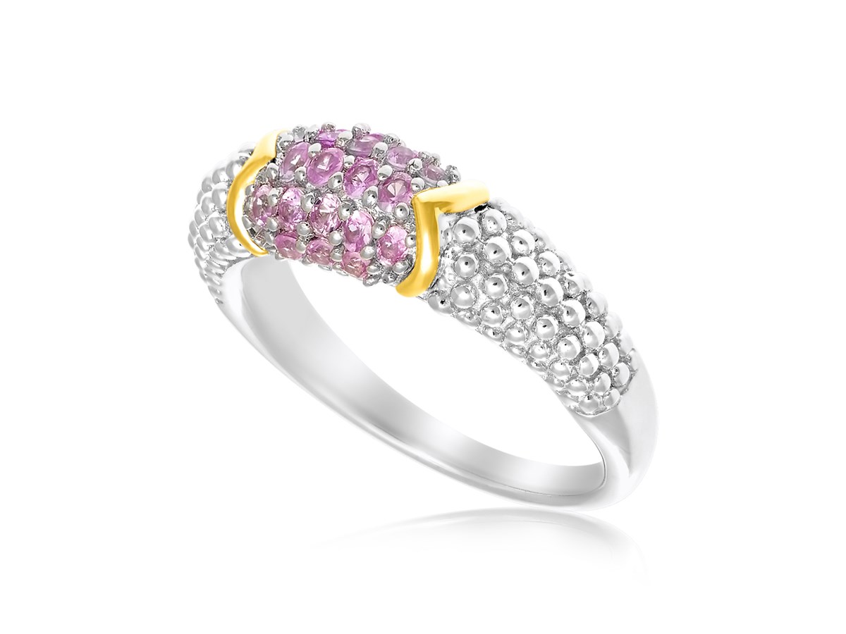 Fancy Popcorn Ring with Pink Sapphires in 18K Yellow Gold and Sterling ...