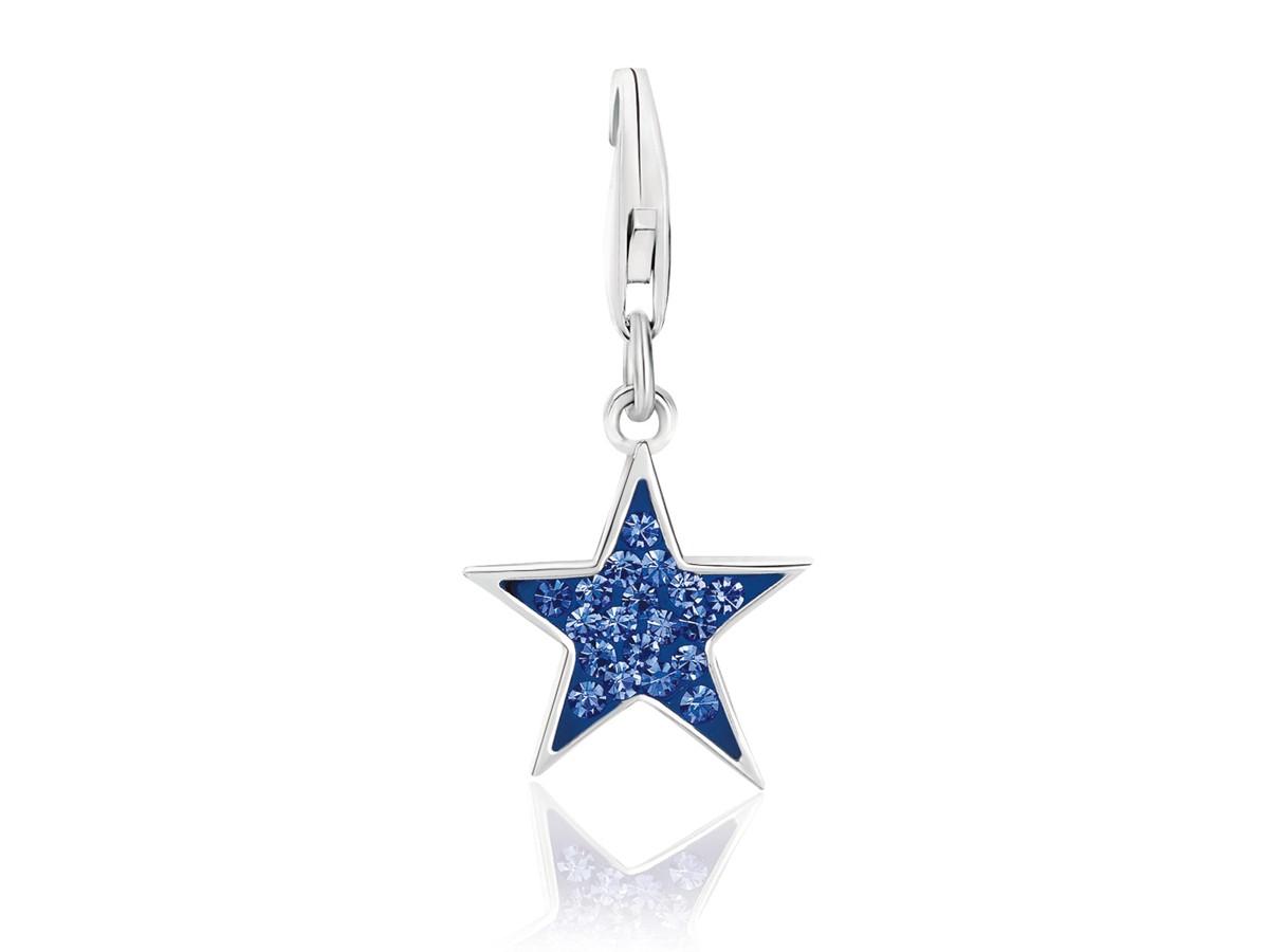 Star Blue Tone Crystal Encrusted Charm in Sterling Silver - Richard ...