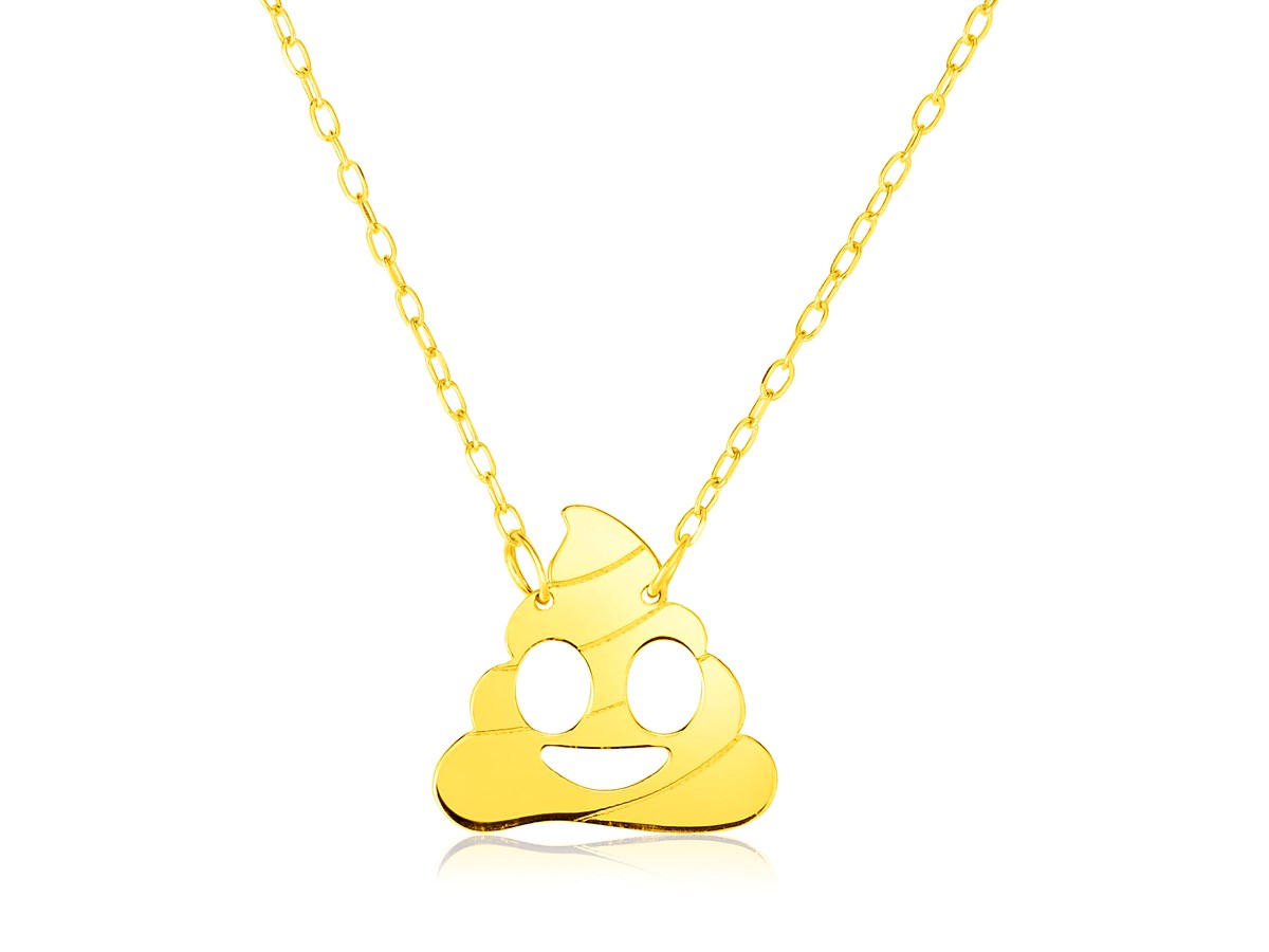 14k Yellow Gold Necklace with Poop Emoji Symbol - Richard Cannon Jewelry