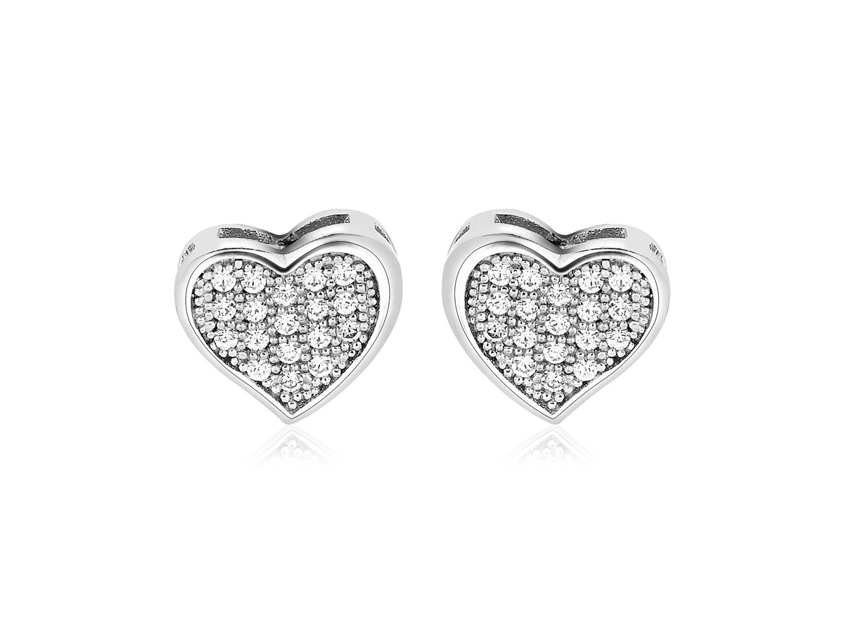 Sterling Silver Heart Earrings with Cubic Zirconias - Richard Cannon ...