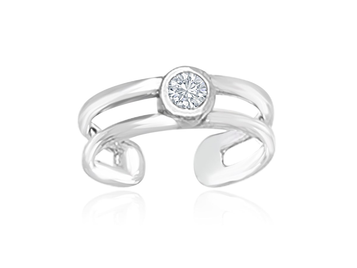 Cubic Zirconia Accented Cuff Toe Ring in 14K White Gold - Richard ...