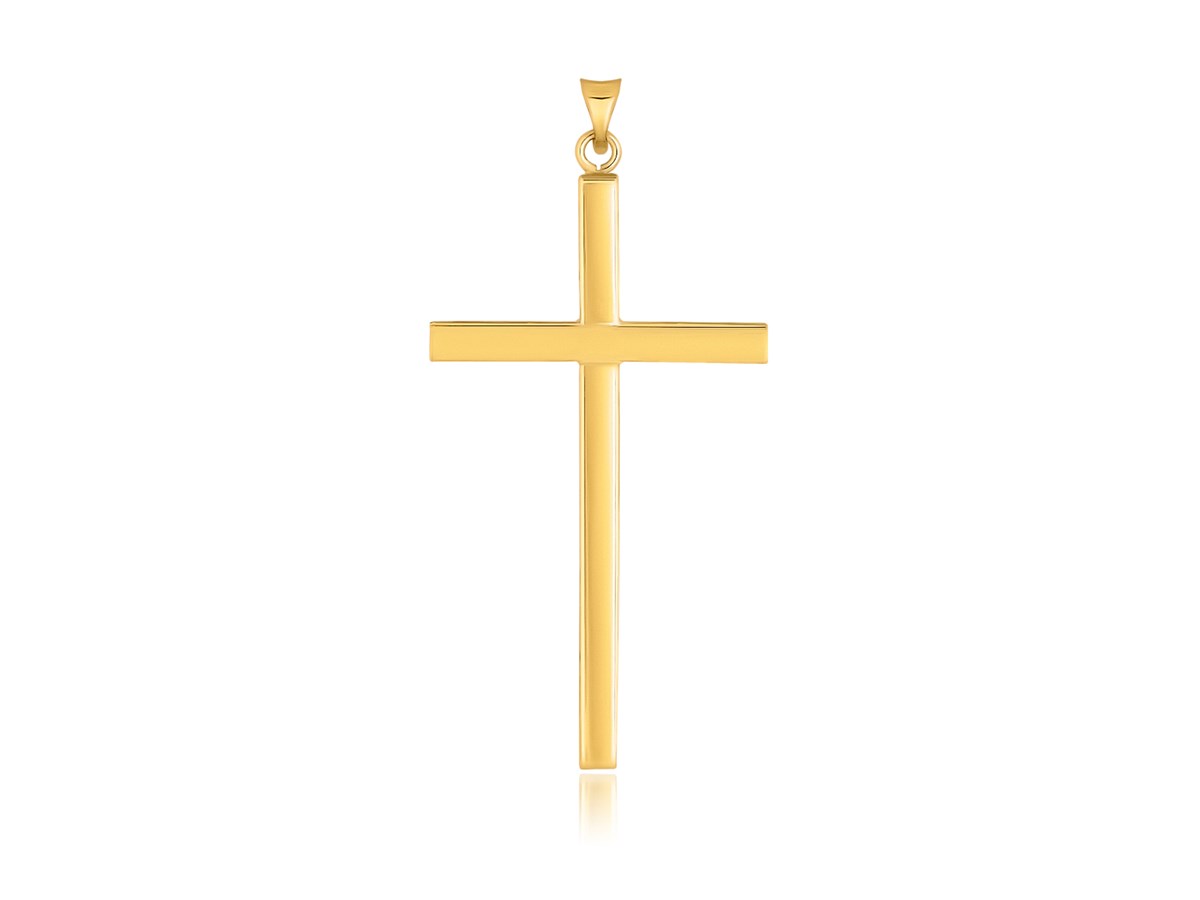 Large Slim Cross Pendant in 14K Yellow Gold - Richard Cannon Jewelry