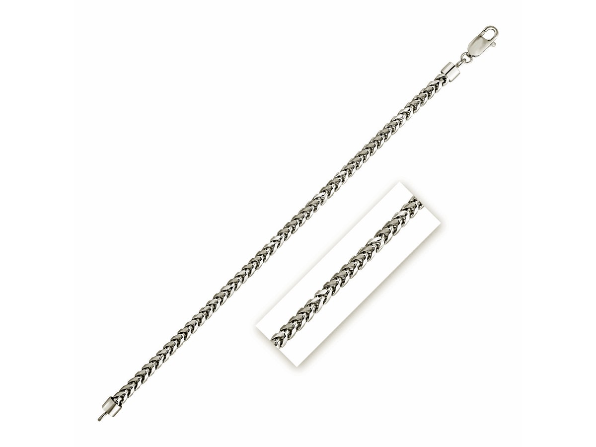Sterling Silver Rhodium Plated Round Franco Chain (4.0 mm) - Richard ...