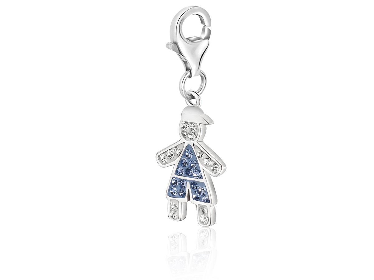 December Birthstone Multi Tone Crystal Studded Boy Charm in Sterling ...