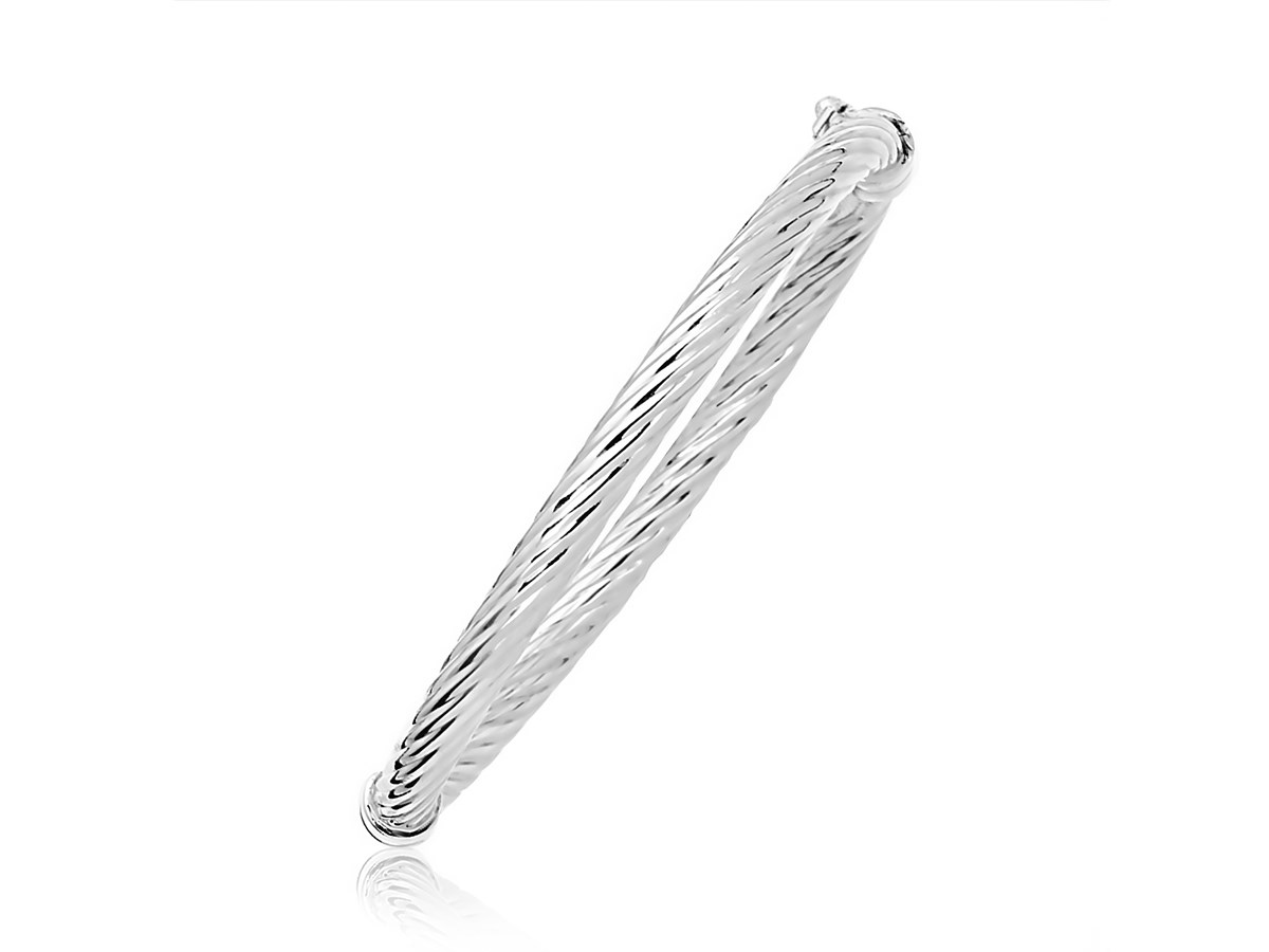 Spiral Style Polished Bangle in 14k White Gold - Richard Cannon Jewelry