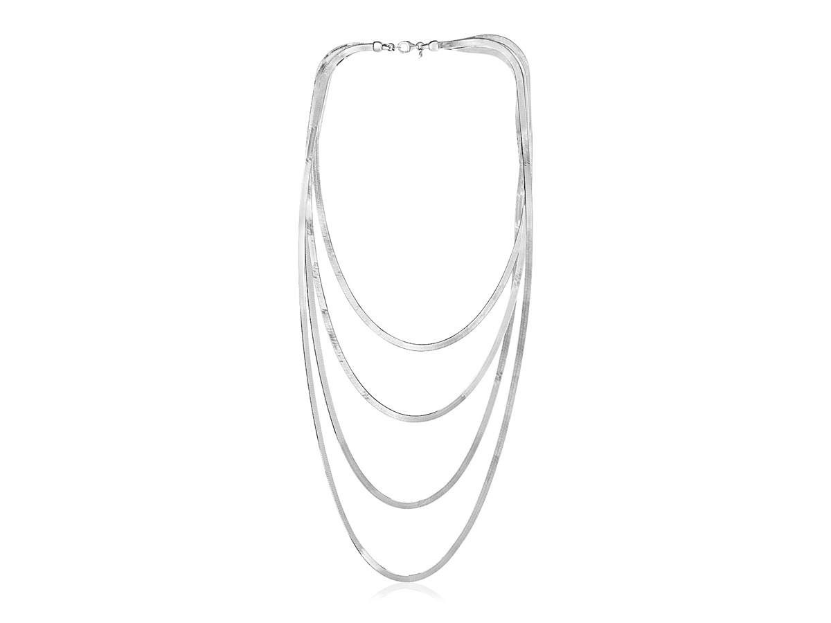 Sterling Silver Four Strand Polished Chain Necklace - Richard Cannon ...