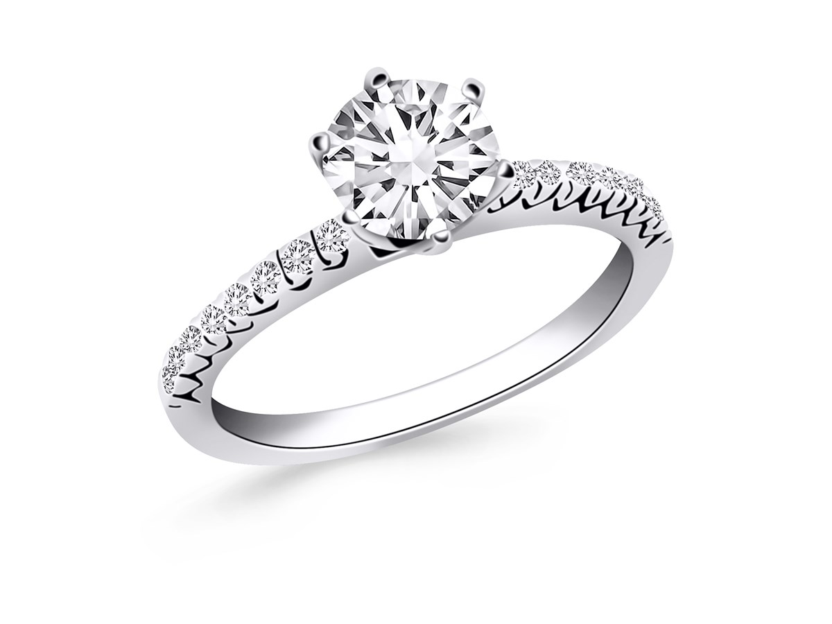 Engagement Ring with Fishtail Diamond Accents in 14k White Gold ...