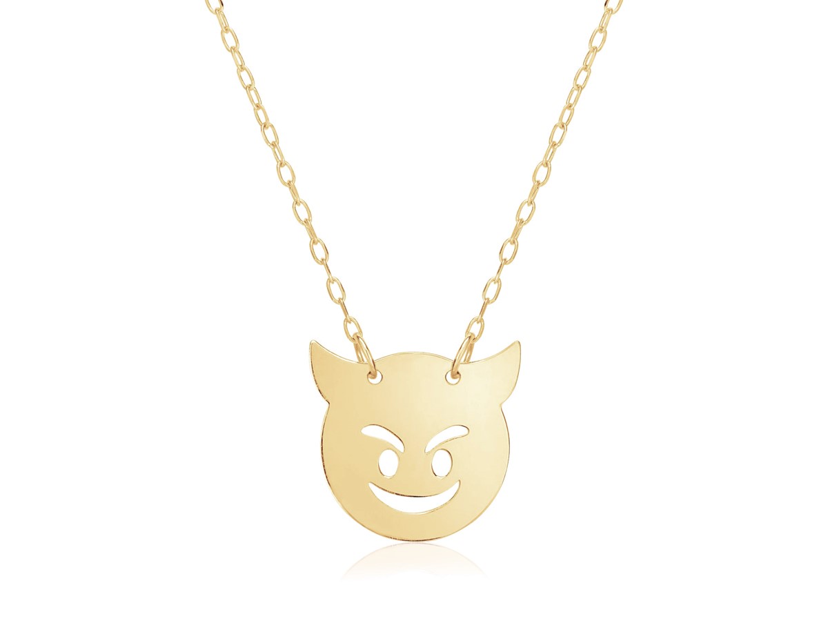 14k Yellow Gold Necklace with Devil Emoji Symbol - Richard Cannon Jewelry