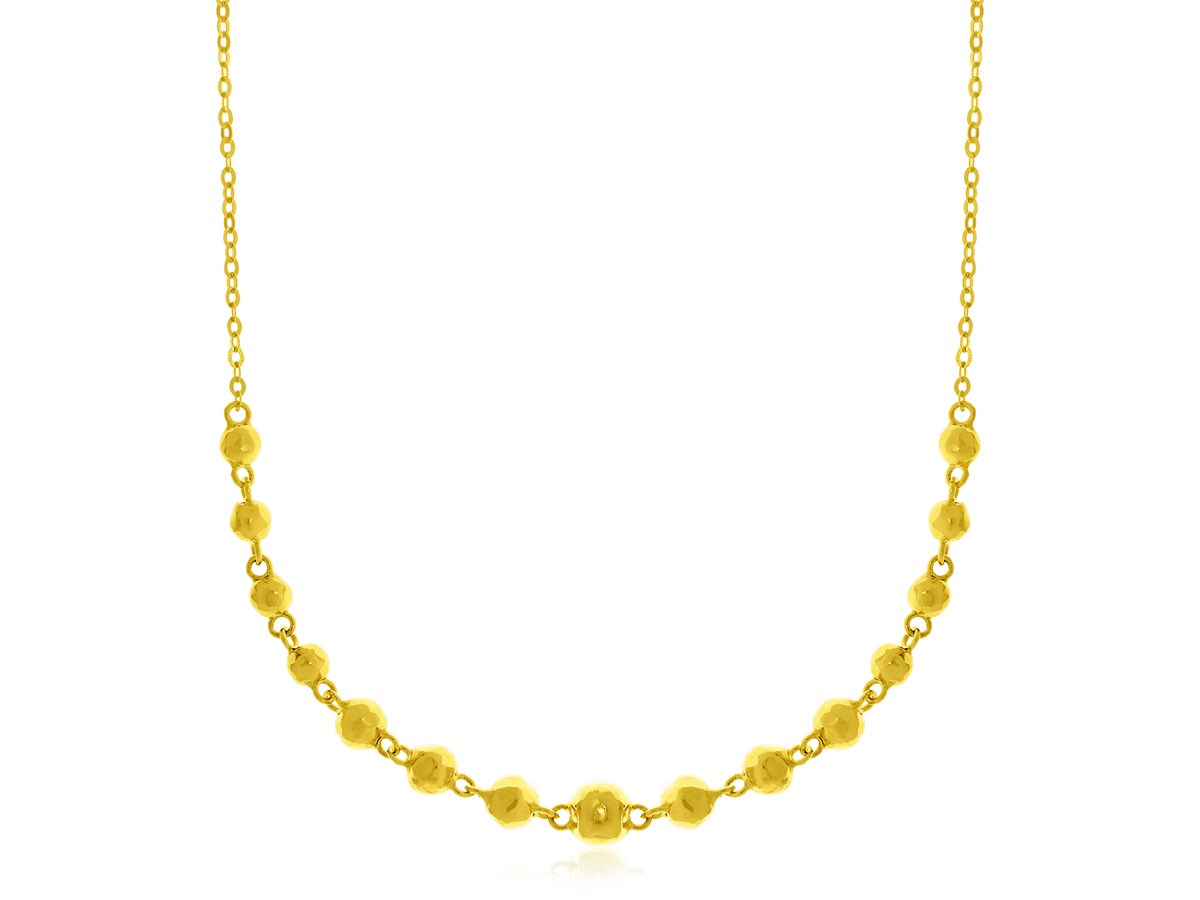 Faceted Bead and Chain Necklace in 14k Yellow Gold - Richard Cannon Jewelry