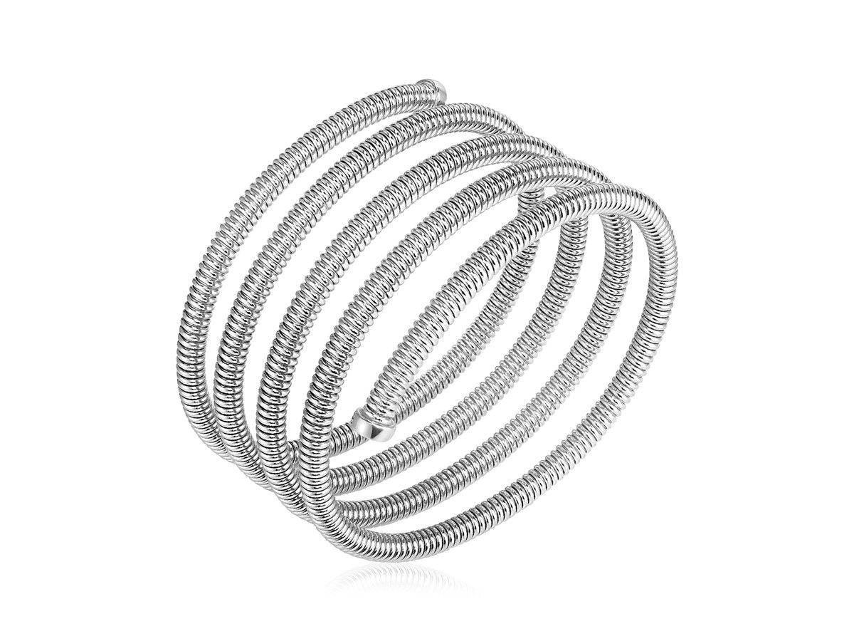 Sterling Silver Serpentine Style Five Coil Bangle Bracelet - Richard ...