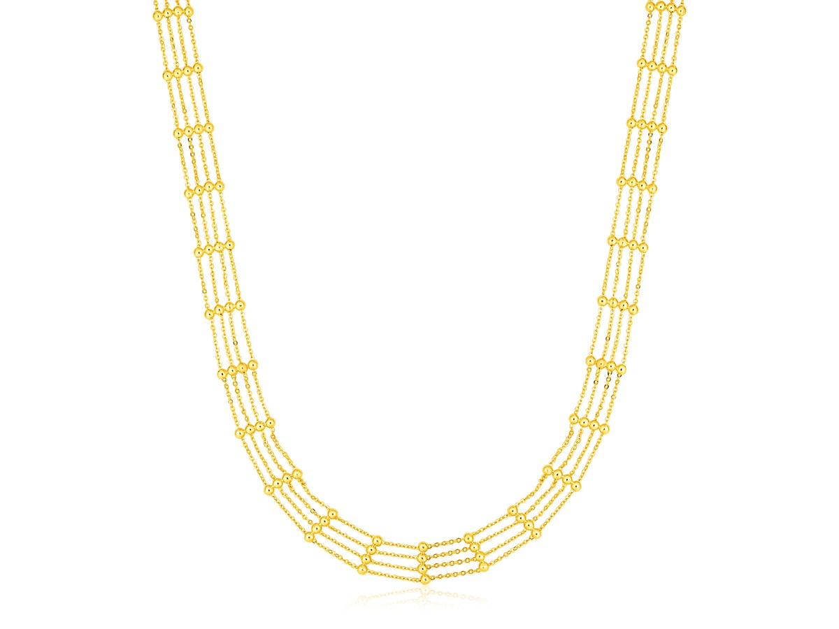 14k Yellow Gold Choker Necklace with Polished Beads - Richard Cannon ...