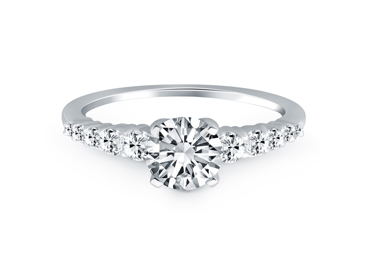 Graduated Diamond Engagement Ring Mounting in 14k White Gold - Richard ...