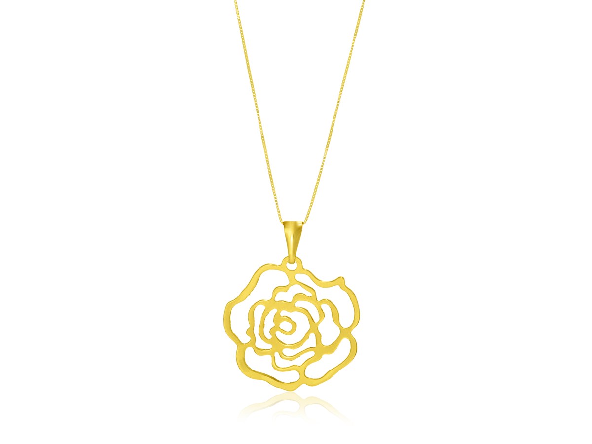 Filigree Rose Design Pendant in 14k Yellow Gold - Richard Cannon Jewelry