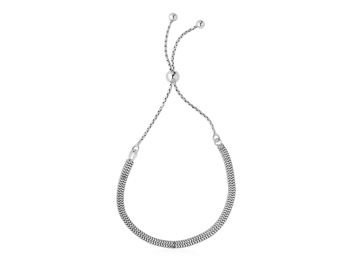 Adjustable Box Chain Style Draw String Bracelet in Sterling Silver ...