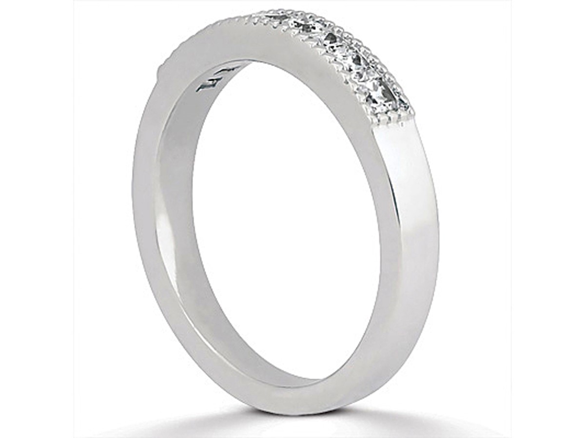 Princess Diamond Channel Set Milgrain Wedding Ring Band in 14K White ... Princess Diamond Channel Set Milgrain Wedding Ring Band in 14K White ...